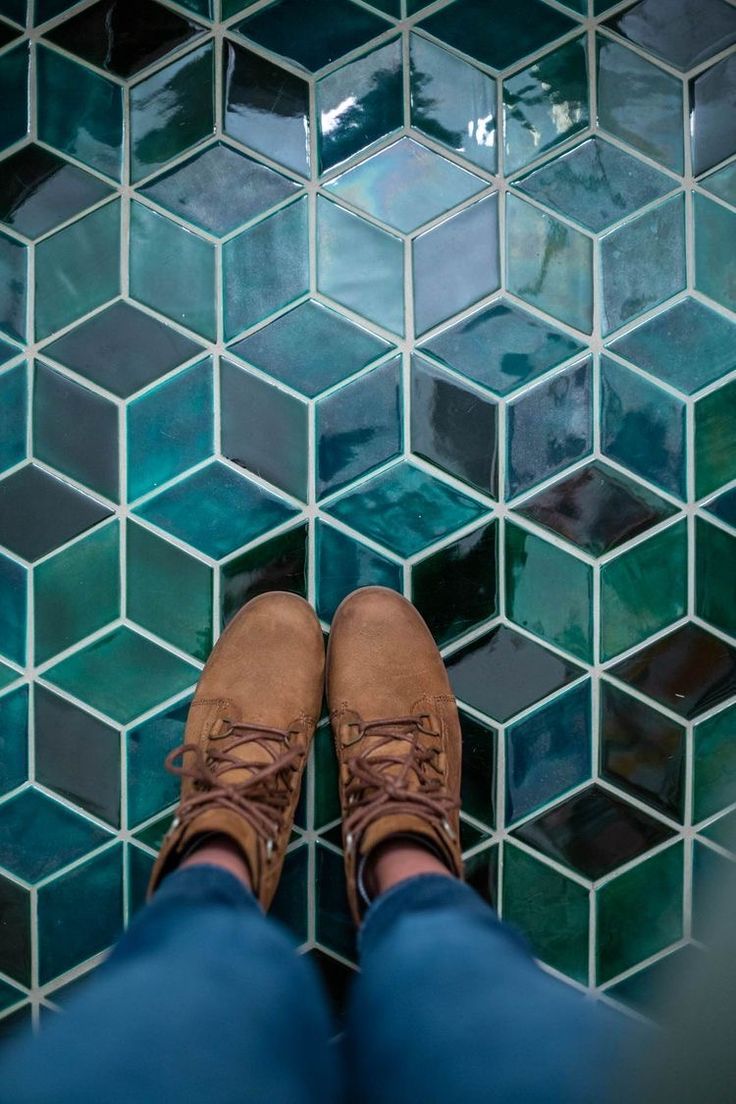 Turquoise Green Rhombus Handmade Tile Shop in Delhi | Artimozz Walls ...